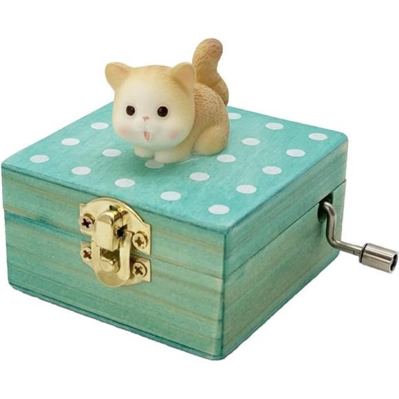 Accessories | Mini Wooden Hand Crank Music Box With Lovely Cat Tune ...